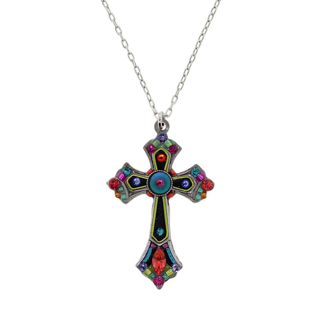Firefly Jewelry Large Mosaic Cross Necklace Multicolor – Artfully Adorned