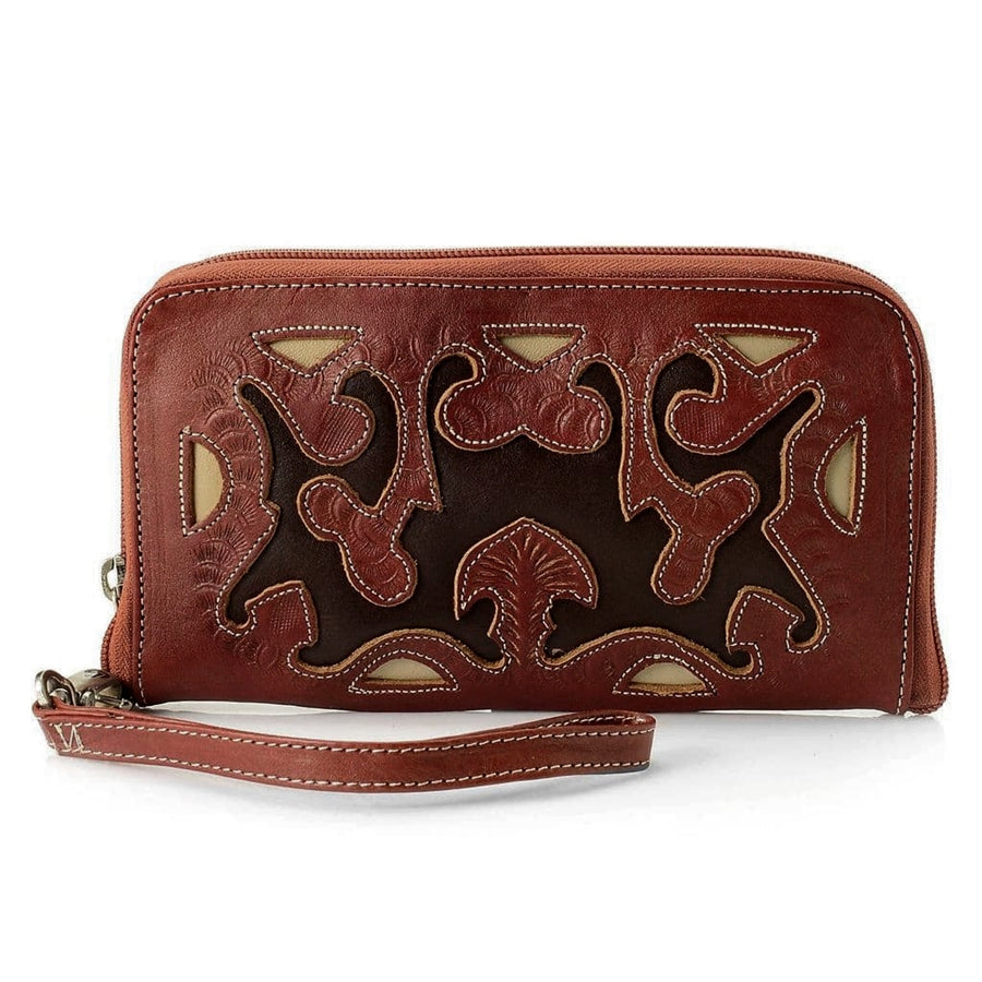 Leaders in Leather Scroll Cognac Cutout Wallet – Artfully Adorned
